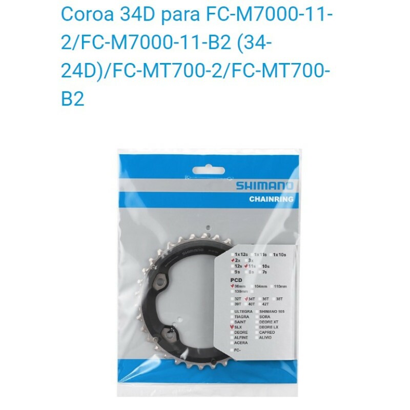 COROA MTB 2X11V SLX FC-M7000 34D PCD 96MM P/ 34/24D PN:Y1VG98010 - SHIMANO
